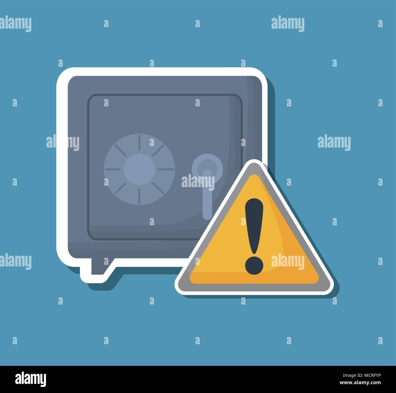 safety box and warning sign over blue background, colorful design ...