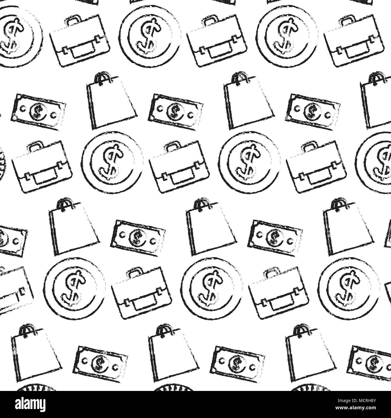 grunge dollar money currency and briefcase background Stock Vector ...