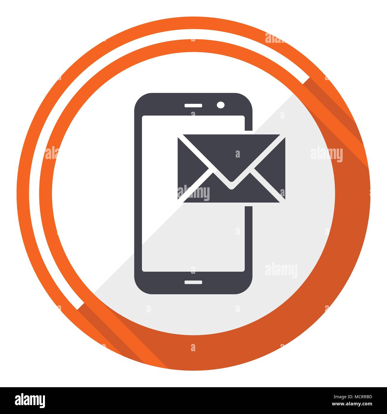Mail flat design orange round vector icon in eps 10 Stock Vector Image ...