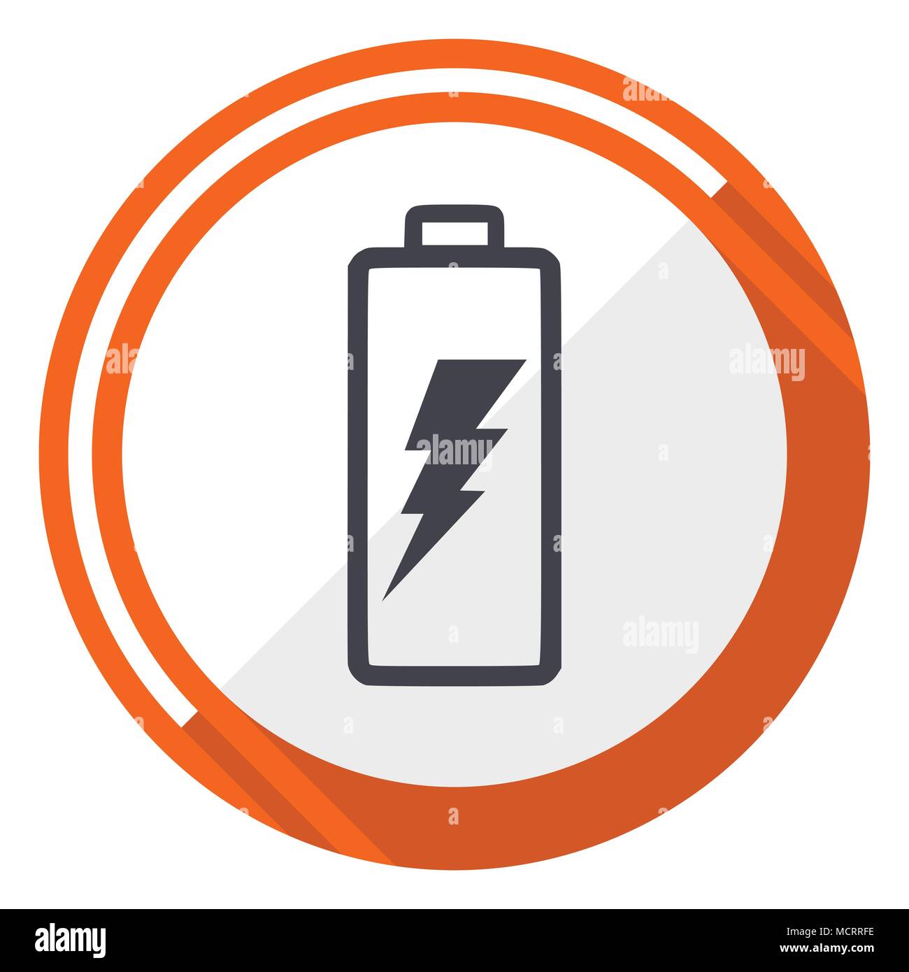 Battery flat design orange round vector icon in eps 10 Stock Vector ...