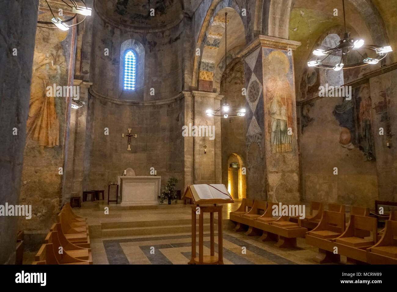Israel, Jerusalem Mountains. Interior of the Crusader Church in Abu ...