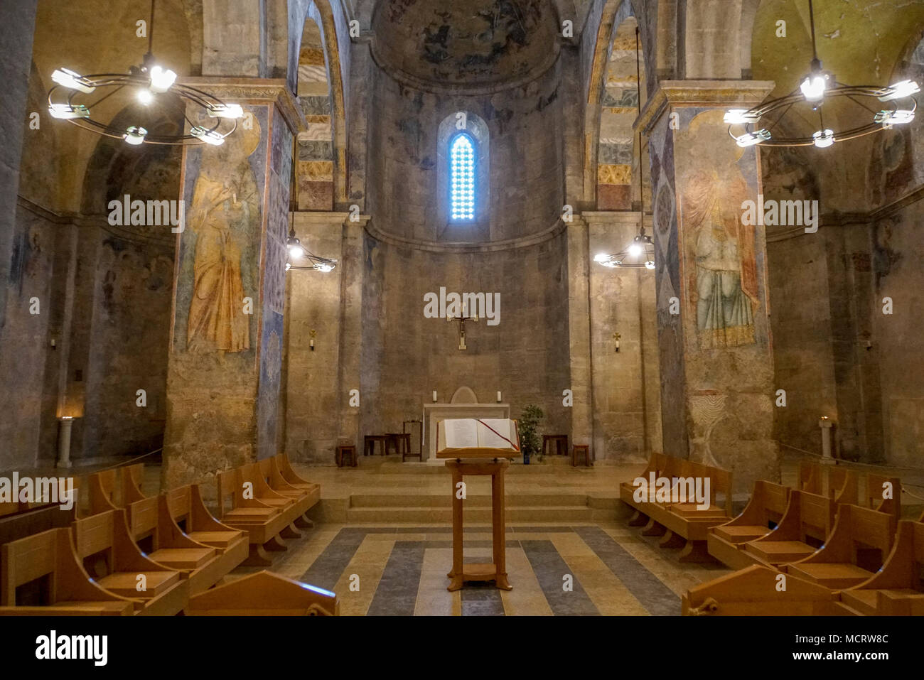 Israel, Jerusalem Mountains. Interior of the Crusader Church in Abu ...