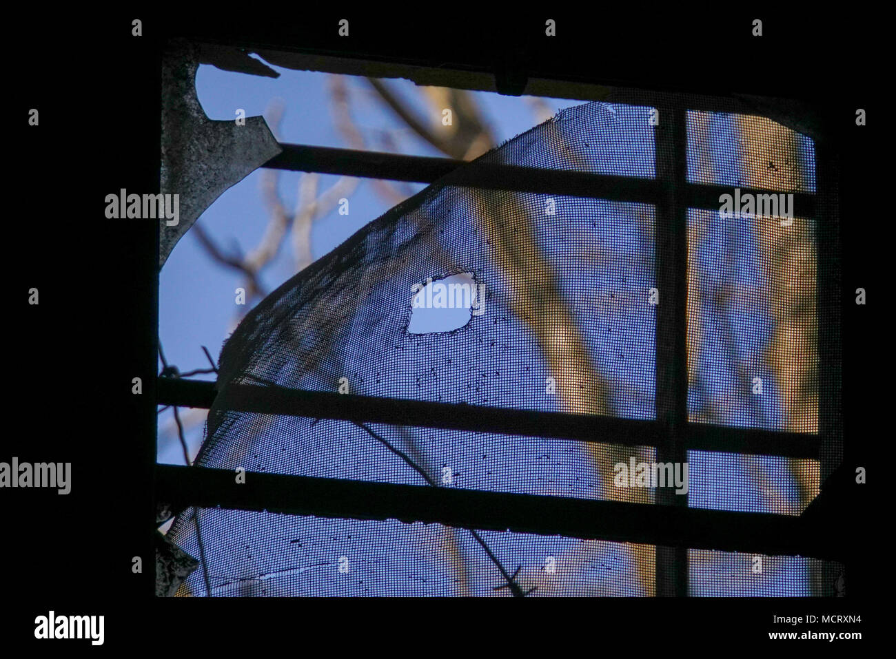 A window in a dark room looking out to the outside world Stock Photo ...
