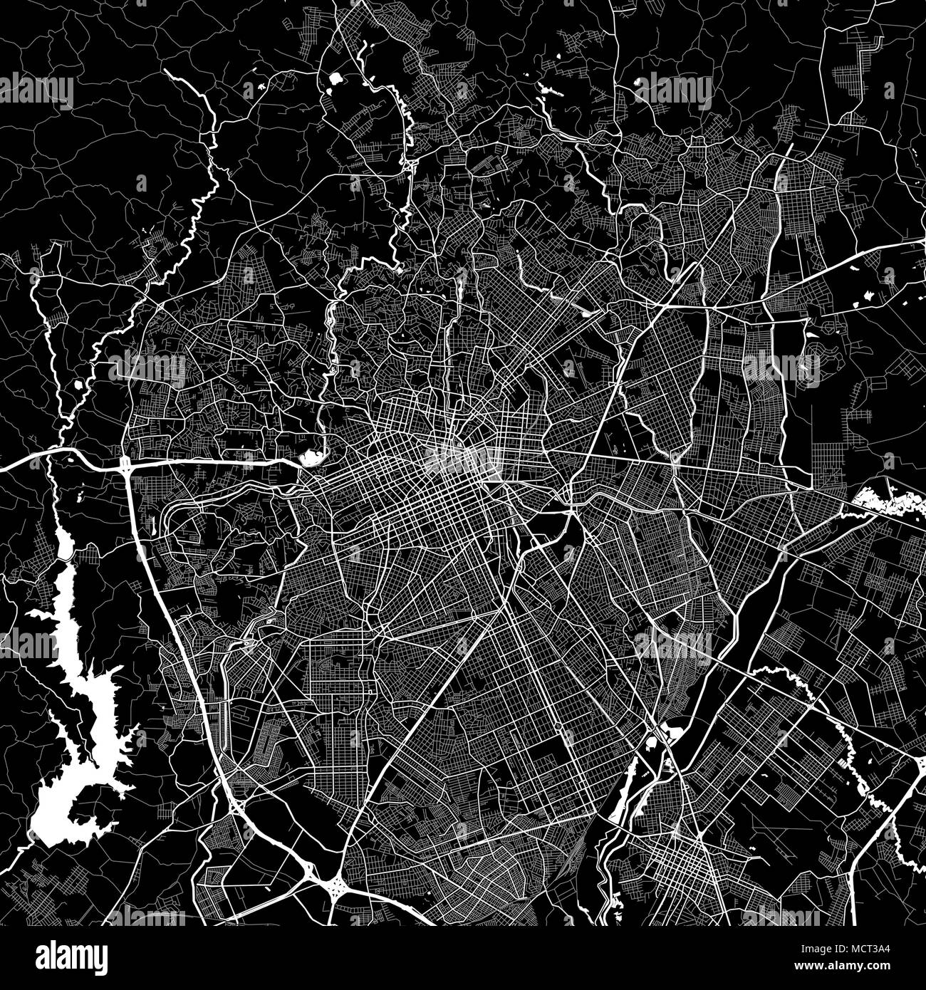 Area map of Curitiba, Brazil. Dark background version for infographic ...