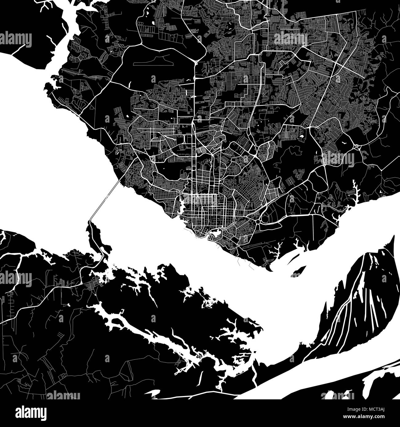 Area map of Manaus, Brazil. Dark background version for infographic and ...