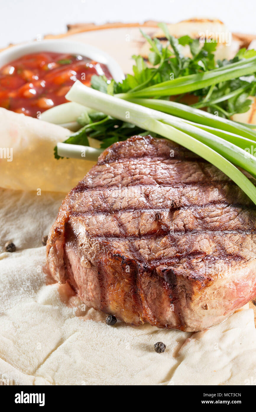 fresh meat steak with sauce Stock Photo - Alamy