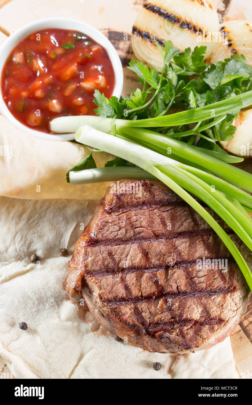 fresh meat steak with sauce Stock Photo - Alamy