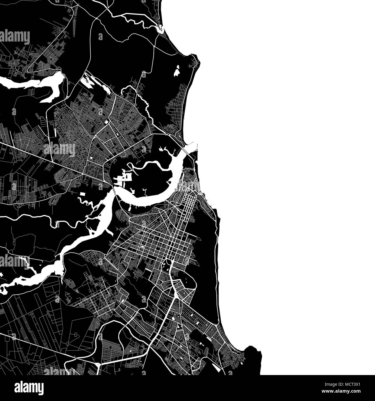 Area map of Natal, Brazil. Dark background version for infographic and ...