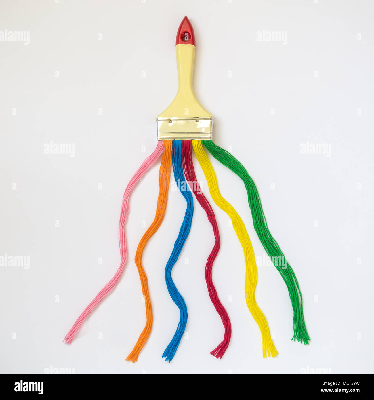Paint brush with colorful strings minimal creative concept Stock Photo ...