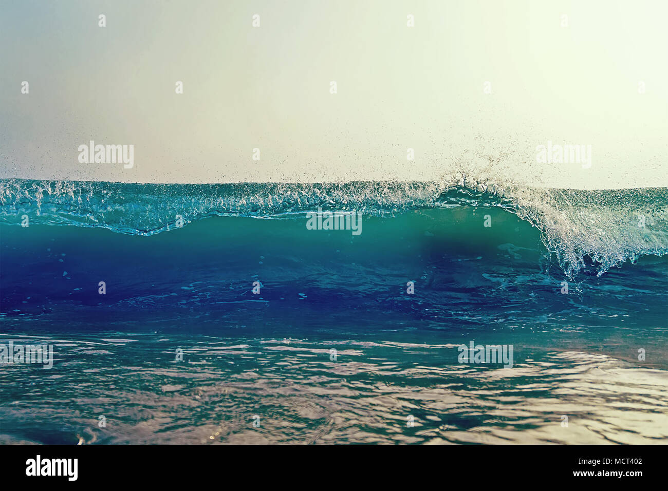 Looking at a barreling wave break in an empty line up Stock Photo - Alamy