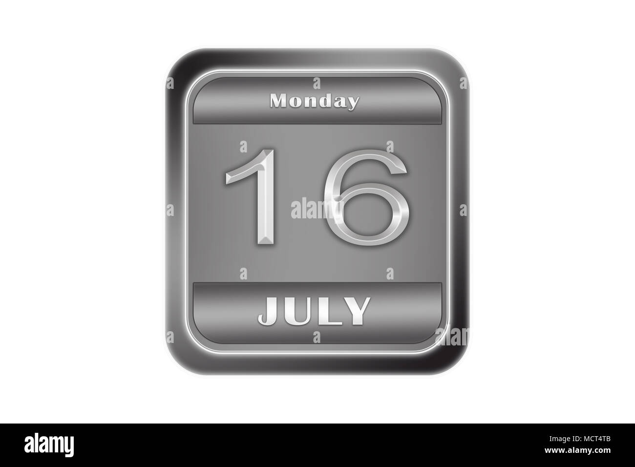 Date July 16, Monday written on a metal plate Stock Photo - Alamy
