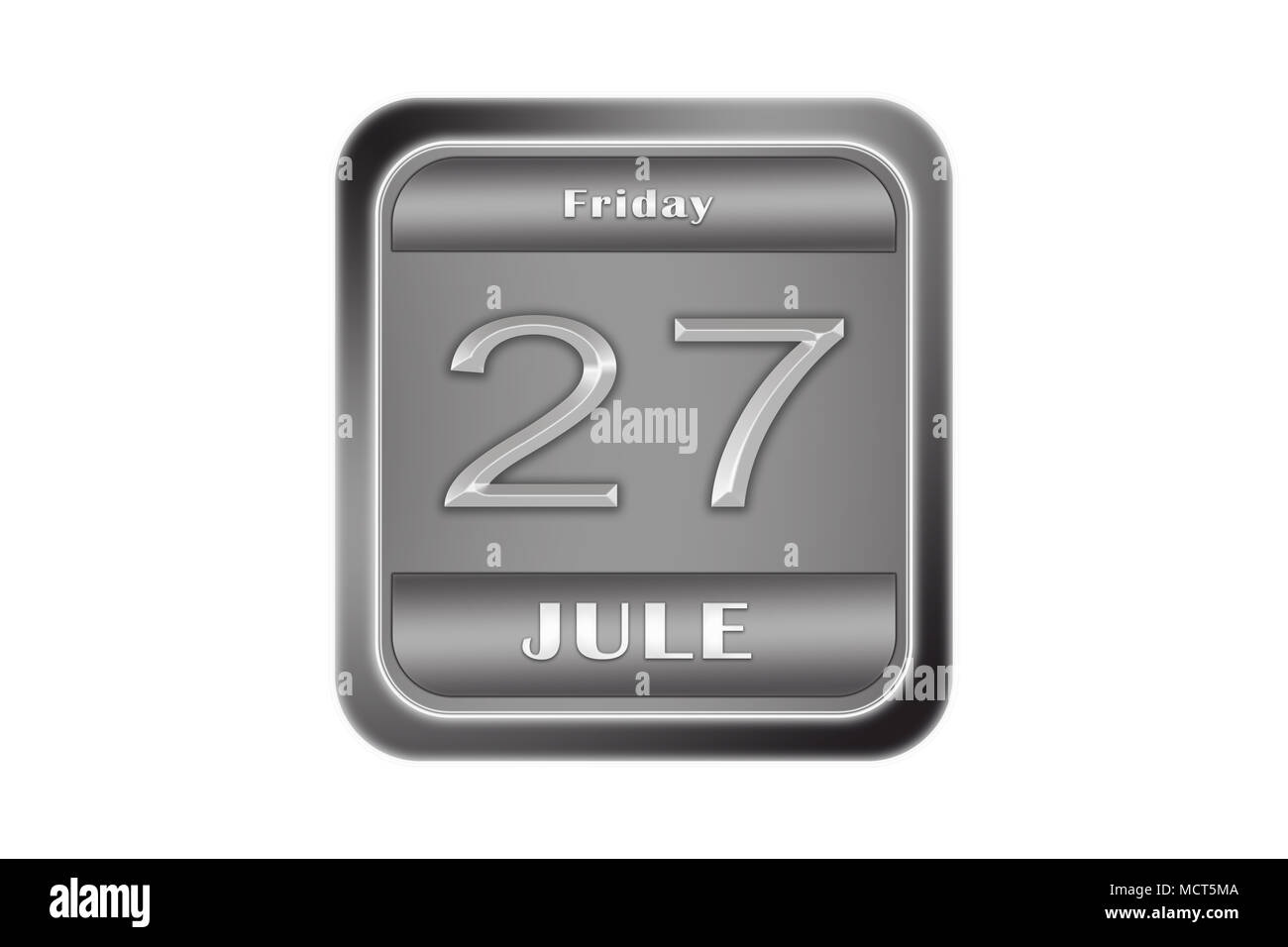 Date July 27, Friday written on a metal plate Stock Photo - Alamy