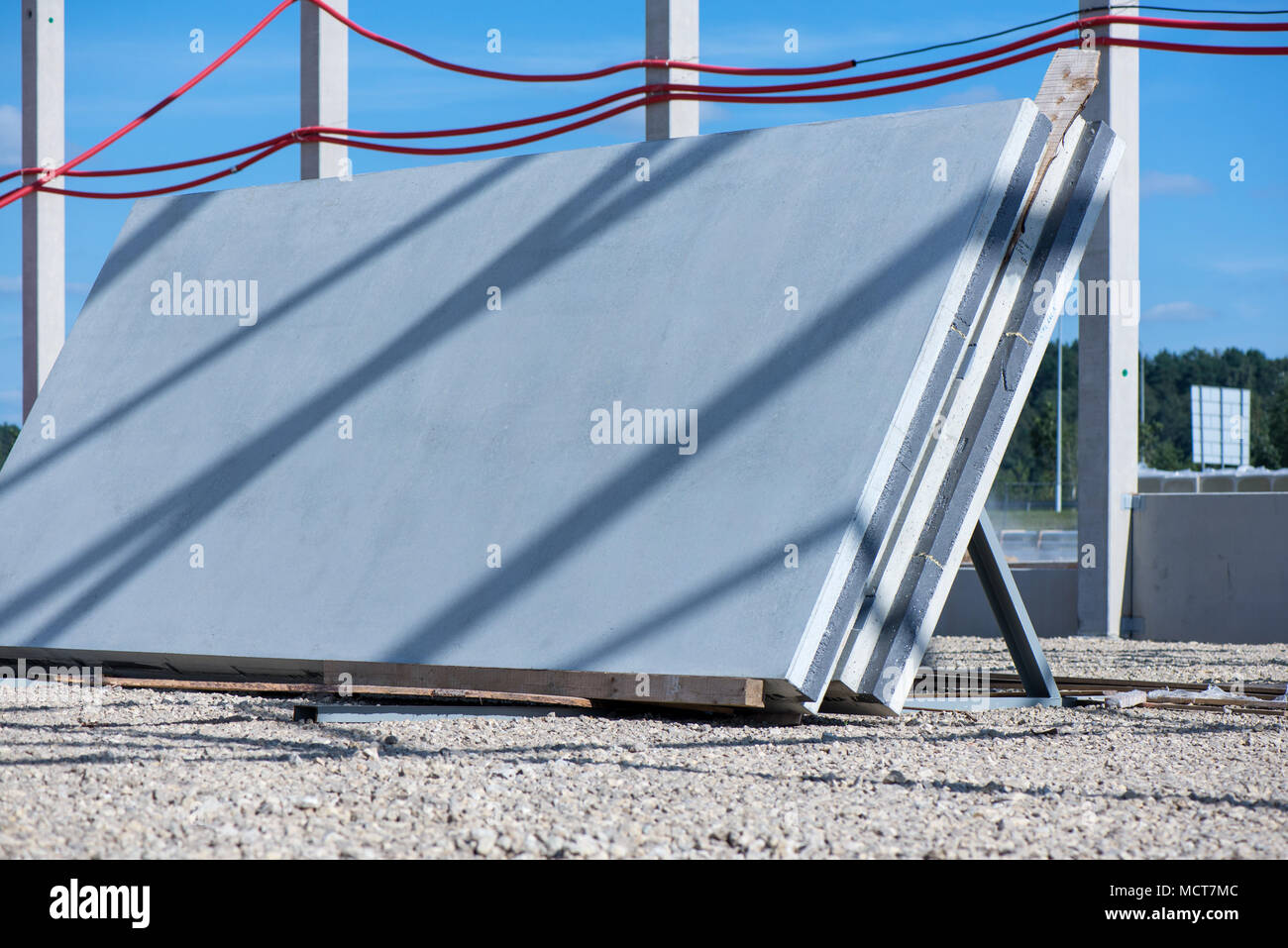 Construction workers fabricated steel reinforced concrete column ...
