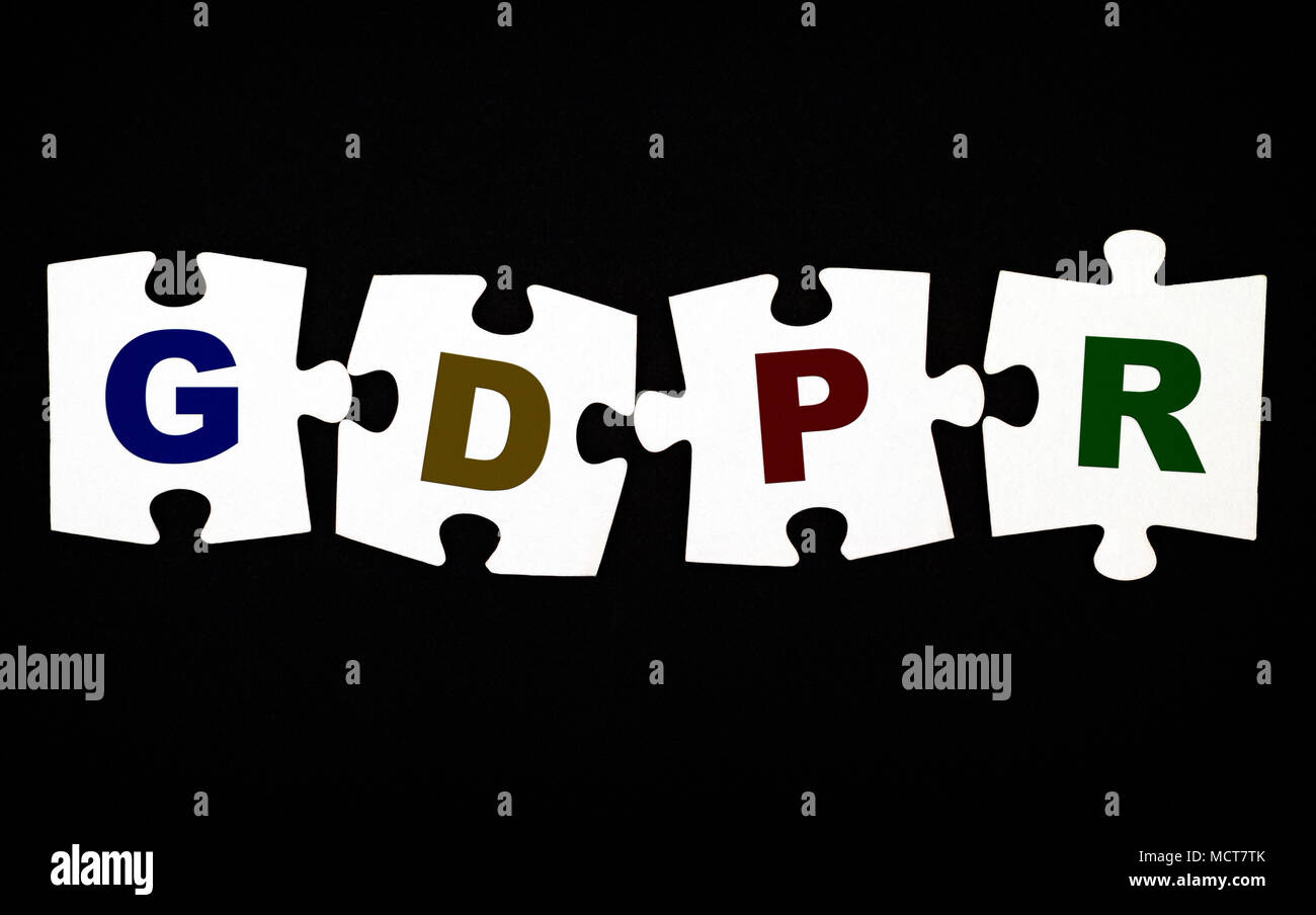 Four pieces of puzzle with letters General Data Protection Regulation ...