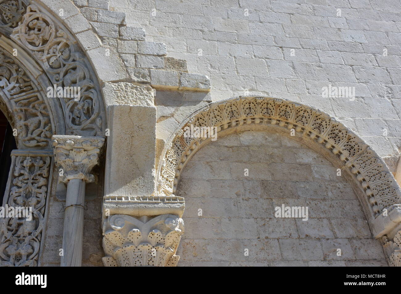 Italy, Puglia, Cathedral of Trani, Details of the main facade. example ...