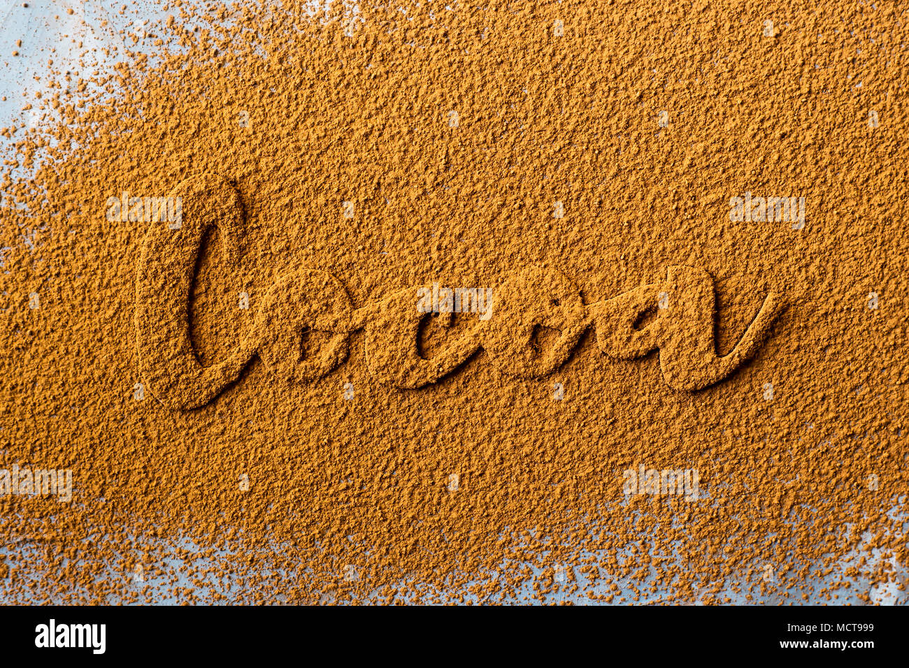 Cocoa written cocoa powder hi-res stock photography and images - Alamy