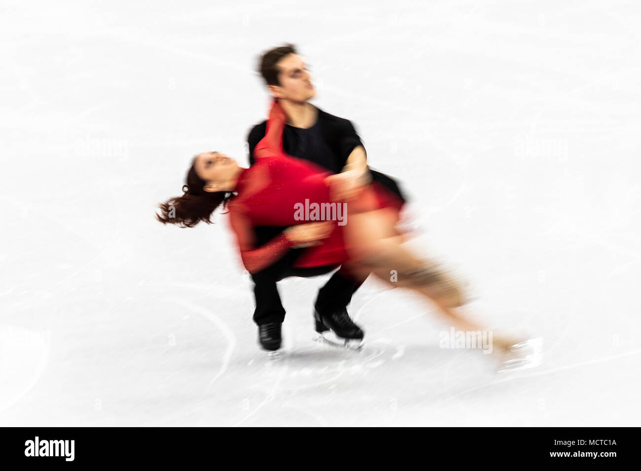 Motion blur action of Marie-Jade Lauriault/ Romain Le Gac (FRA) in the ...
