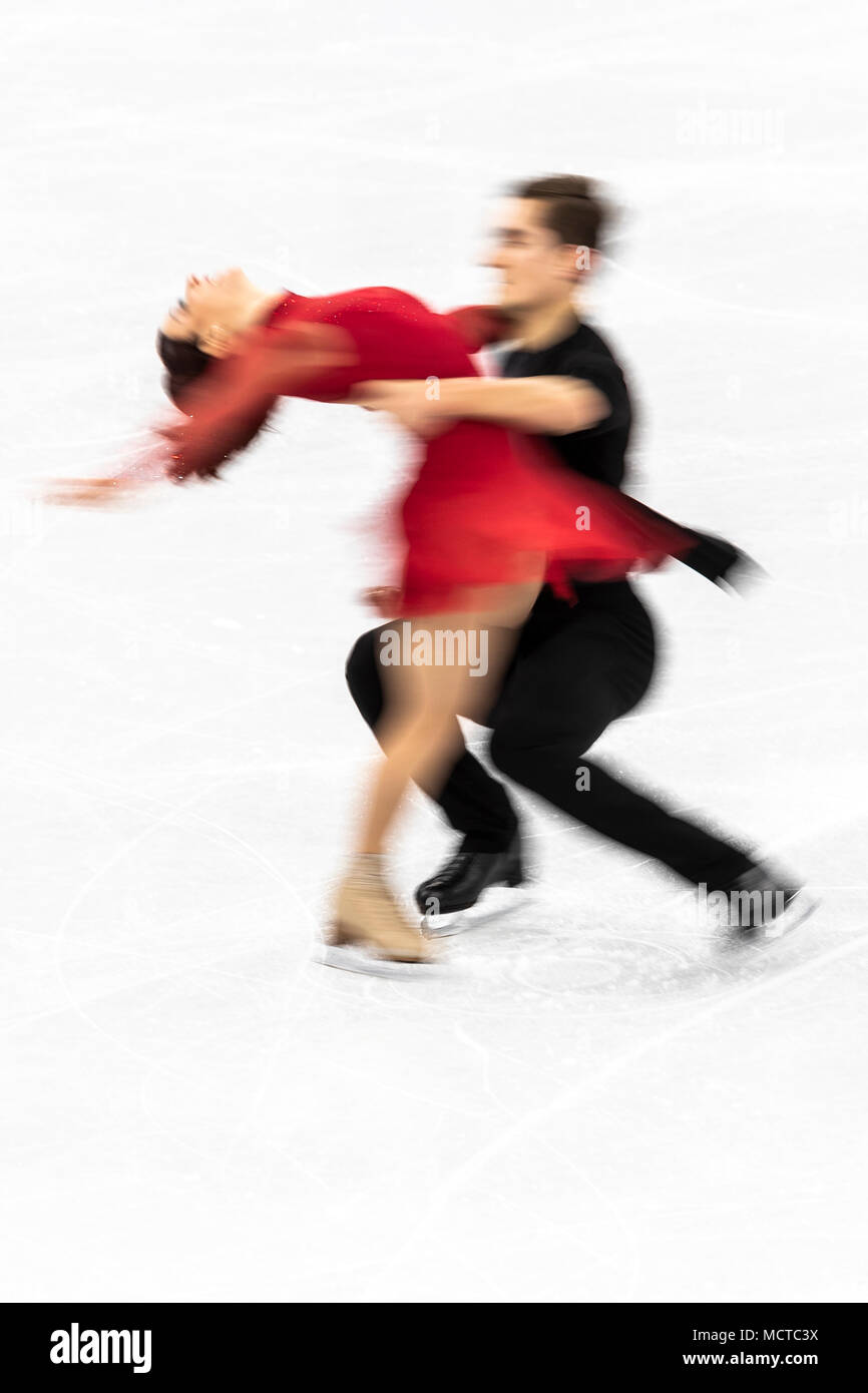 Motion blur action of Marie-Jade Lauriault/ Romain Le Gac (FRA) in the ...