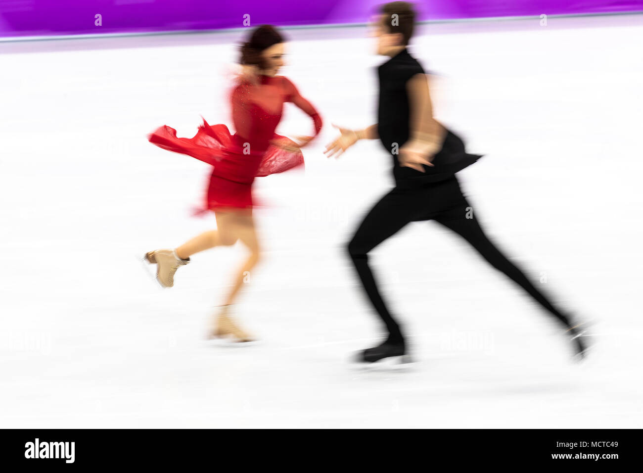 Motion blur action of Marie-Jade Lauriault/ Romain Le Gac (FRA) in the ...