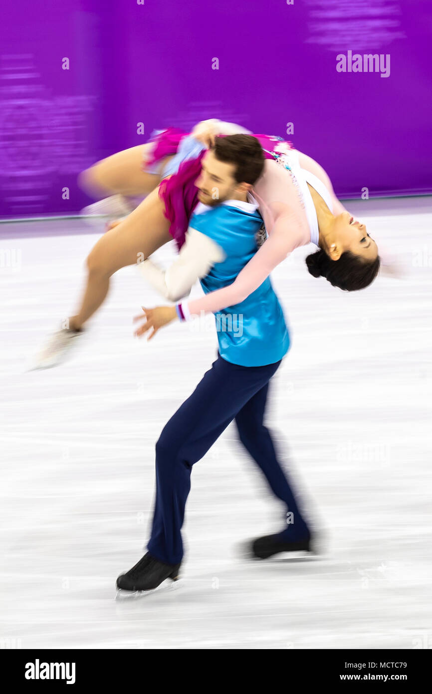 Motion blur action of Yura Min/Alexander Gamelin (KOR) in the Figure ...