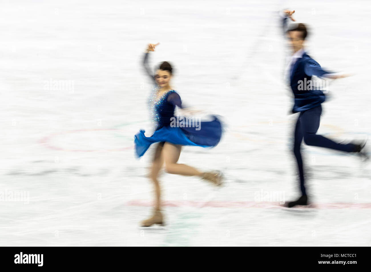 Motion blur action of Natalia Kaliszek/Maksym Spodyriev (POL) in the ...
