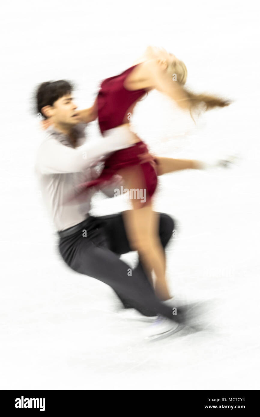 Motion blur action of Kaitlyn Weaver/Andrew Poje (CAN) in the Figure ...