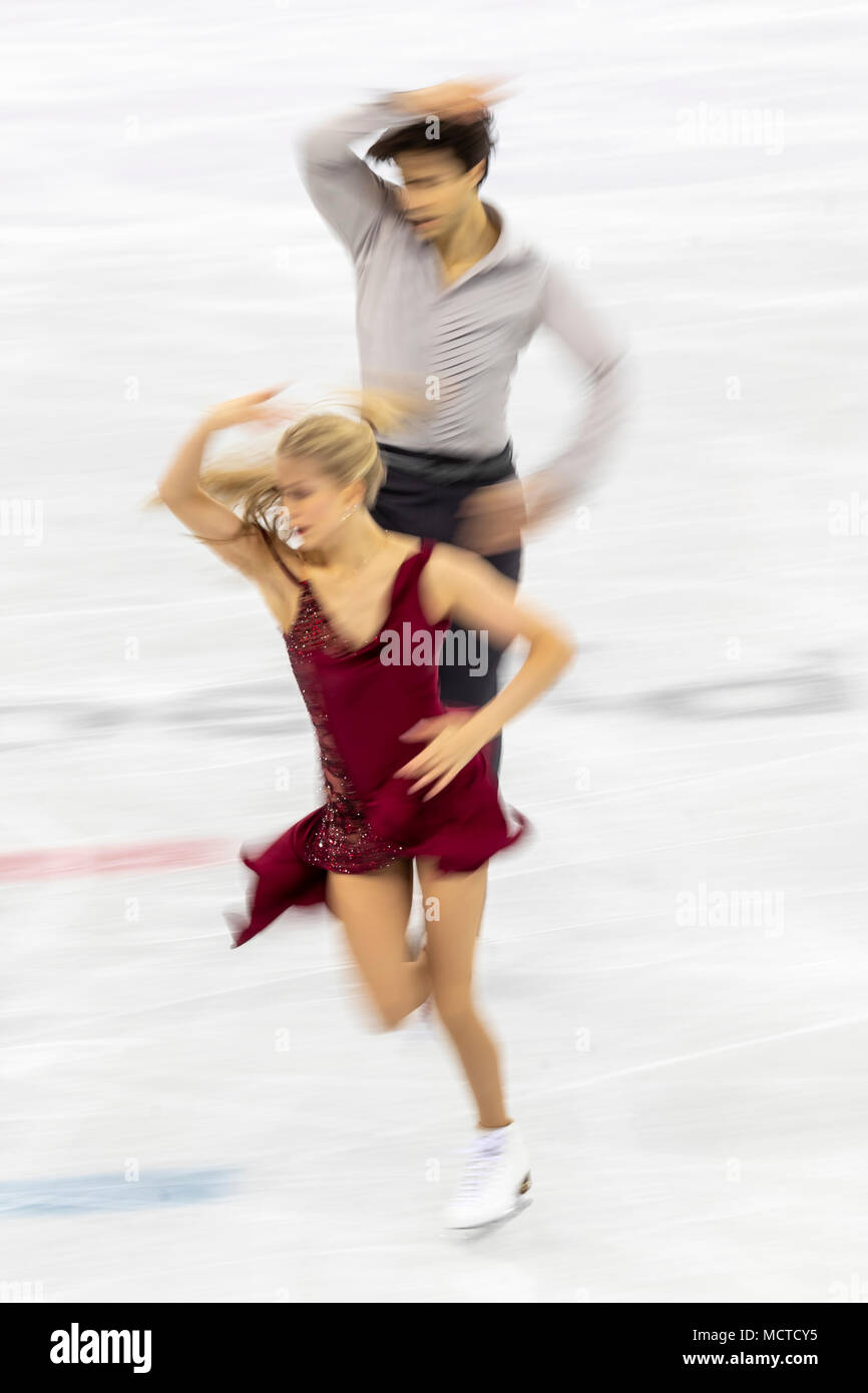 Motion blur action of Kaitlyn Weaver/Andrew Poje (CAN) in the Figure ...