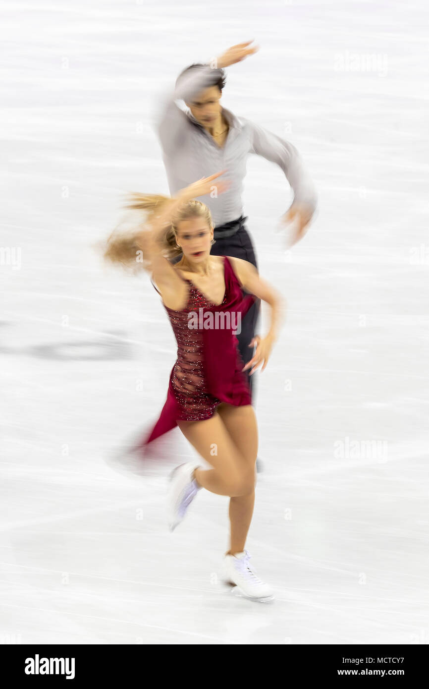 Motion blur action of Kaitlyn Weaver/Andrew Poje (CAN) in the Figure ...
