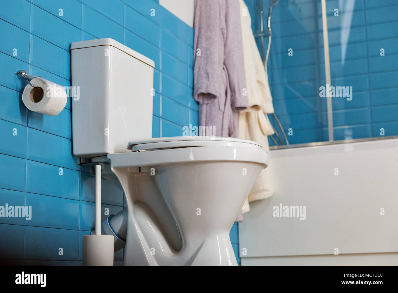 Toilet bowl closeup blue water hi-res stock photography and images - Alamy