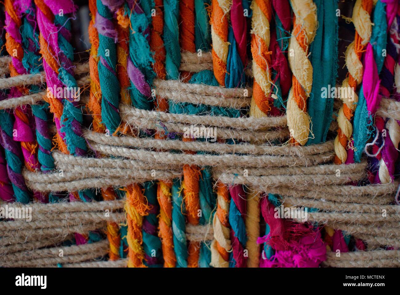 Colorful woven basket closeup Stock Photo - Alamy