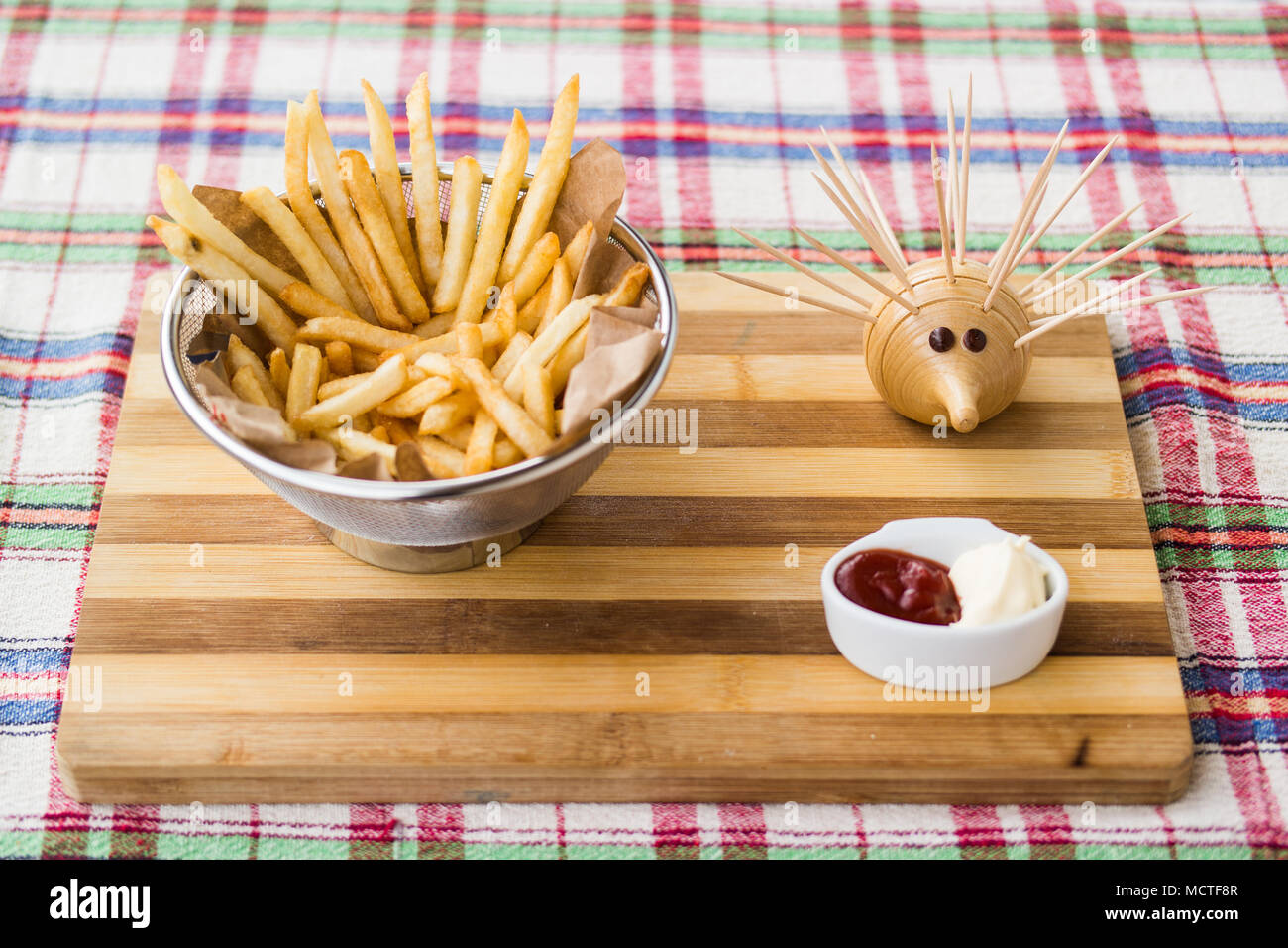 homemade ham sandwich with fried potatoes (French fries), ketchup and ...