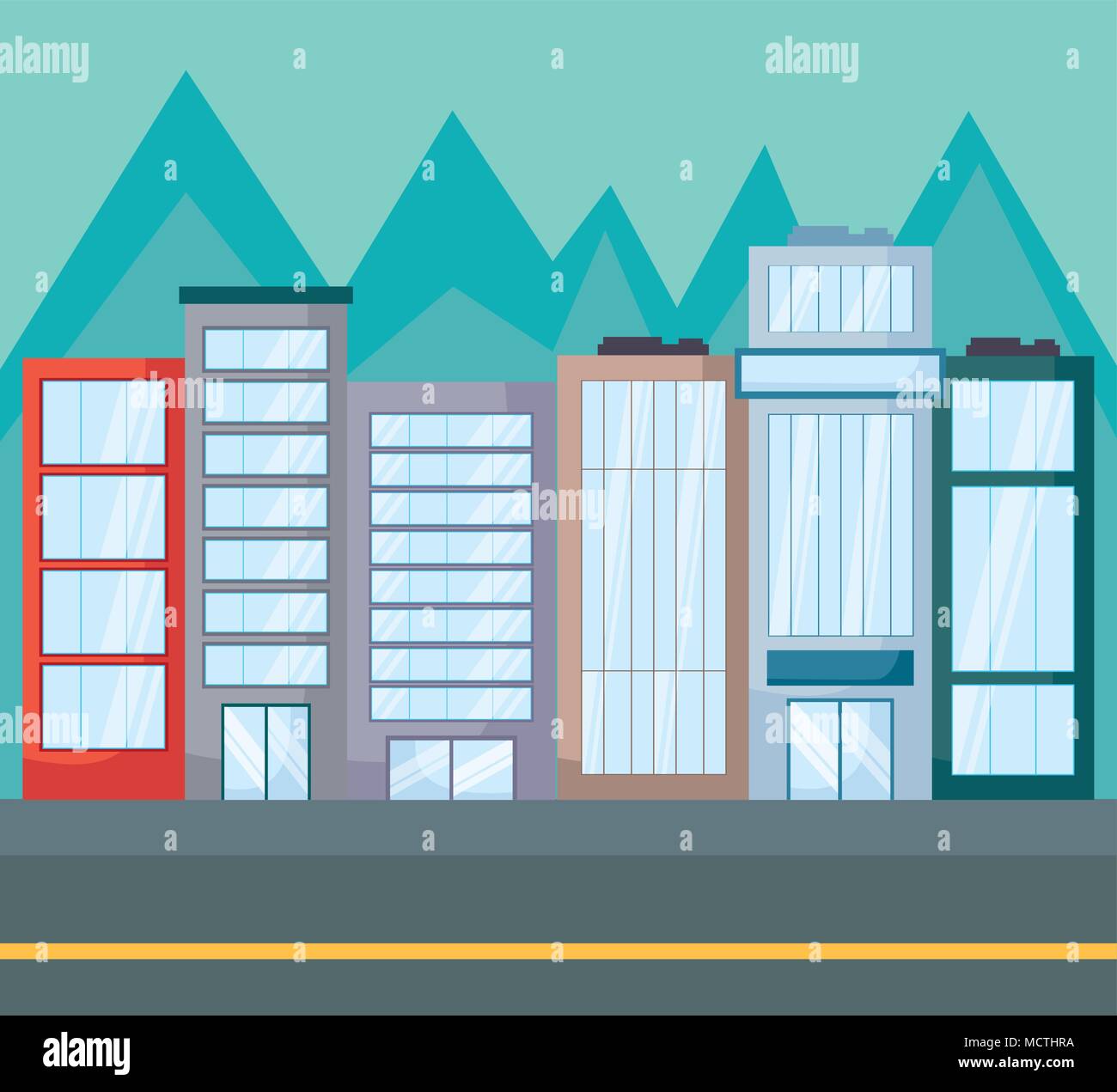 Row of office buildings Stock Vector Images - Alamy