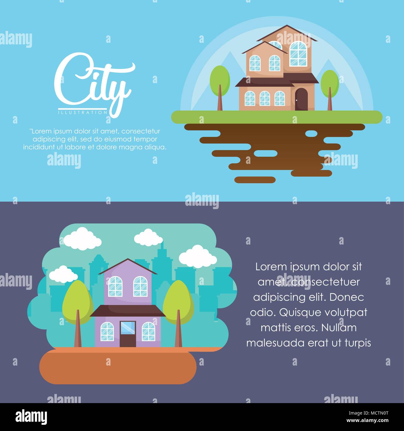 Infographic of city concept with houses over colorful background ...