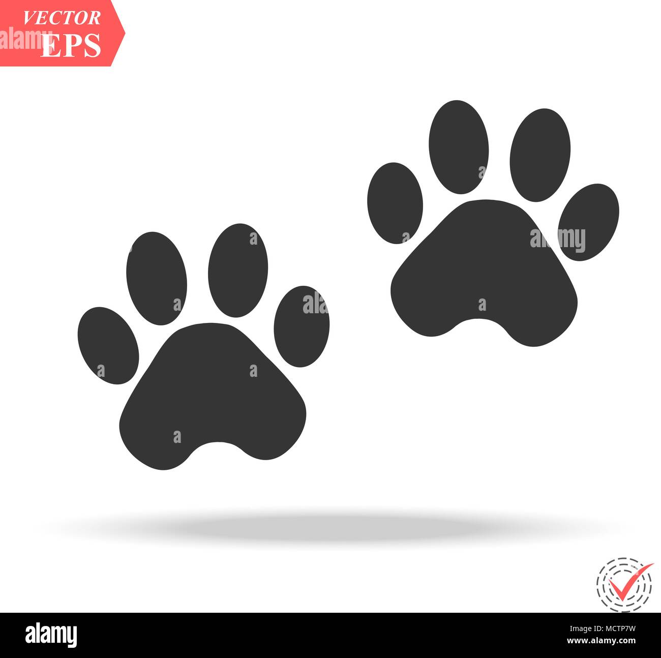 Black silhouette animal paw track isolated on white background. Vector ...