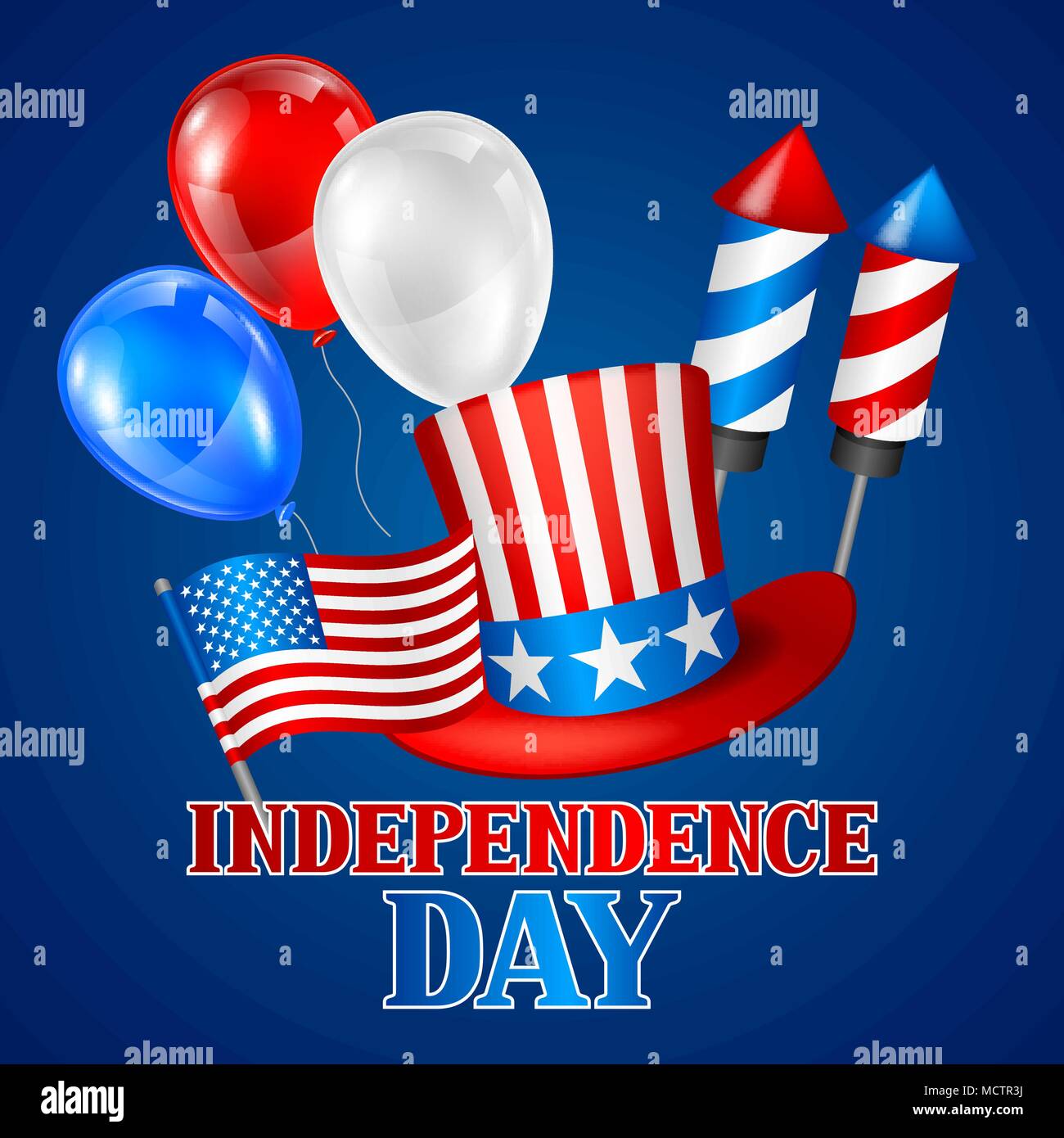 Fourth of July Independence Day greeting card. American patriotic ...