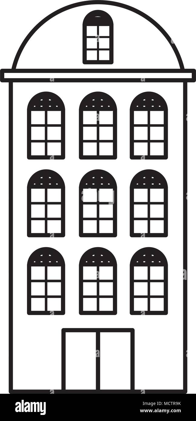 line modern urban building architecture with windows Stock Vector Image ...