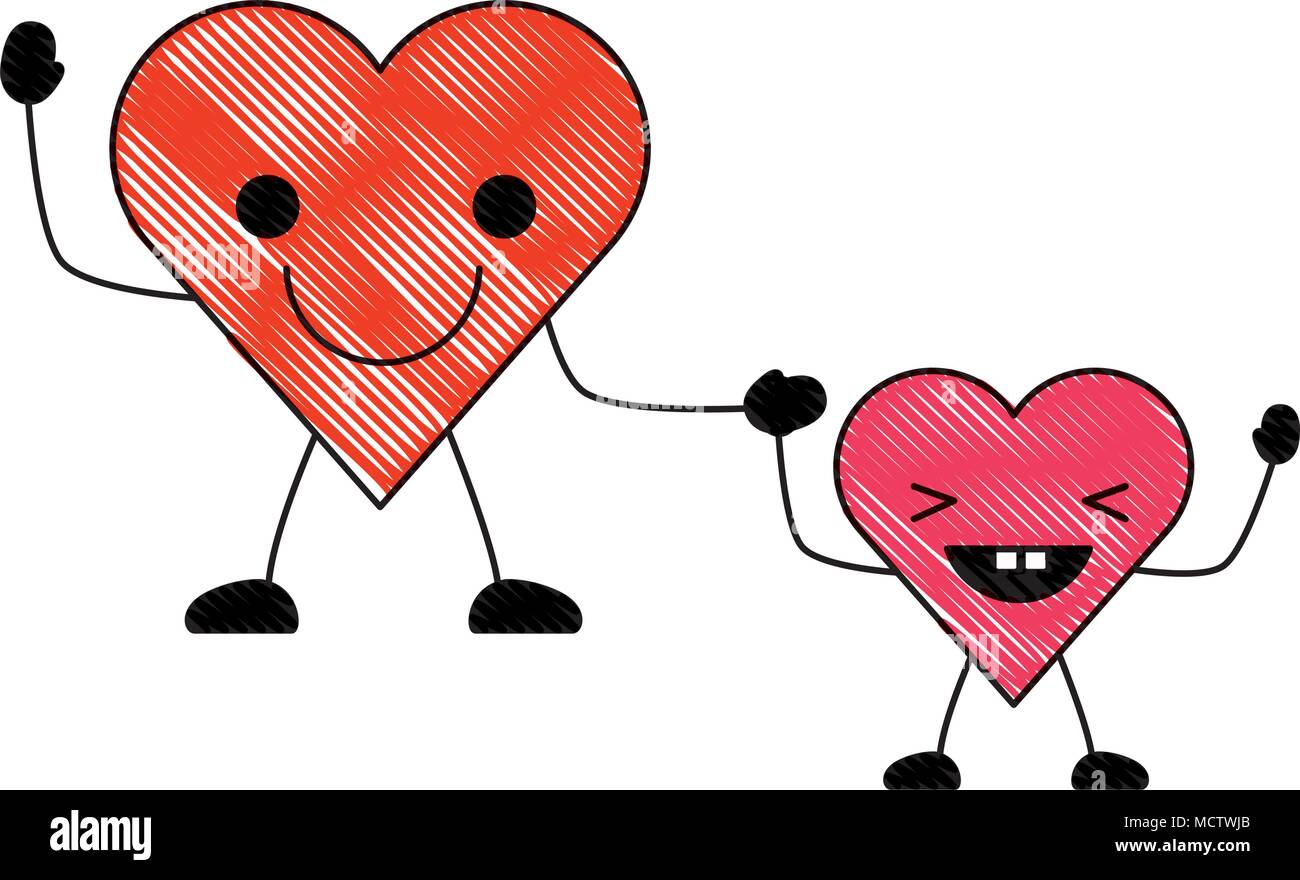 kawaii excited heart icon over white background, colorful design ...