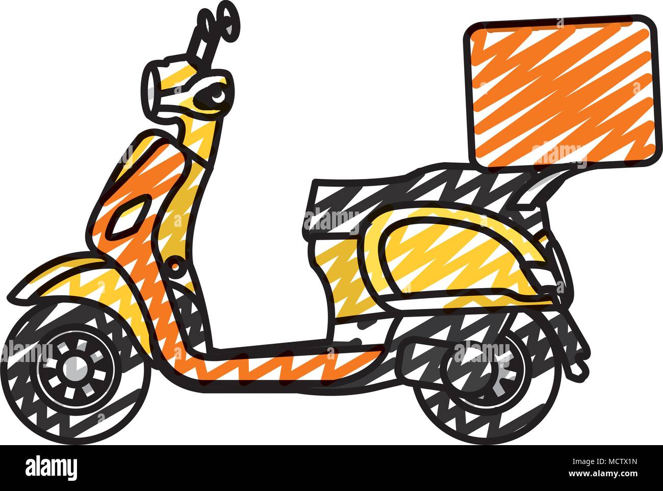 doodle delivery motorcycle transport with package service Stock Vector ...