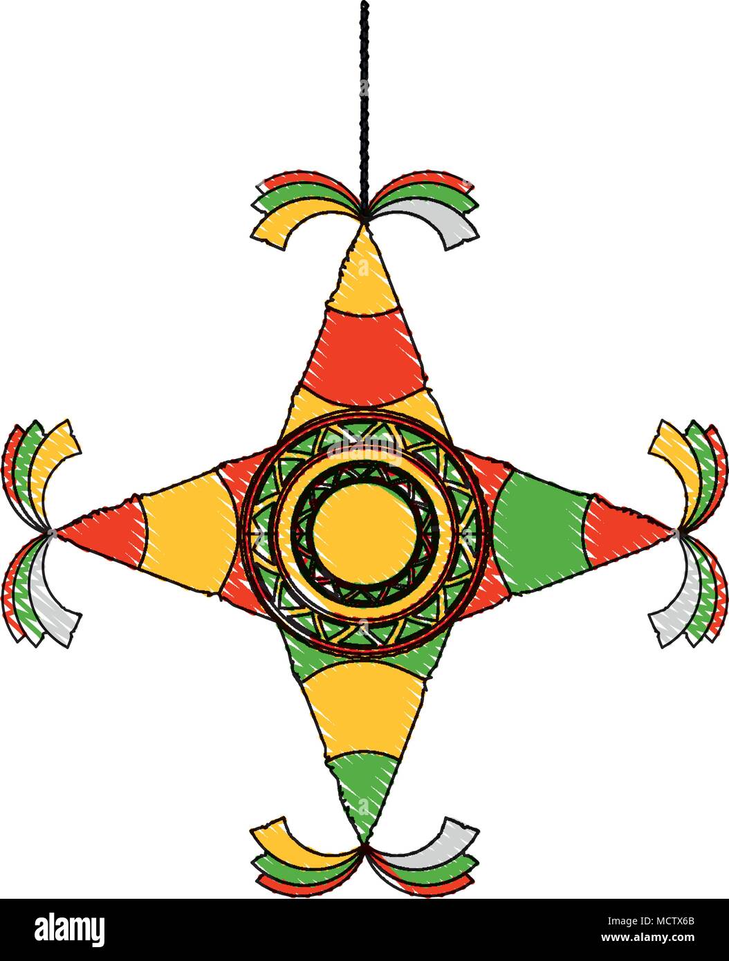 mexican piÃ±ata icon over white background, colorful design. vector ...