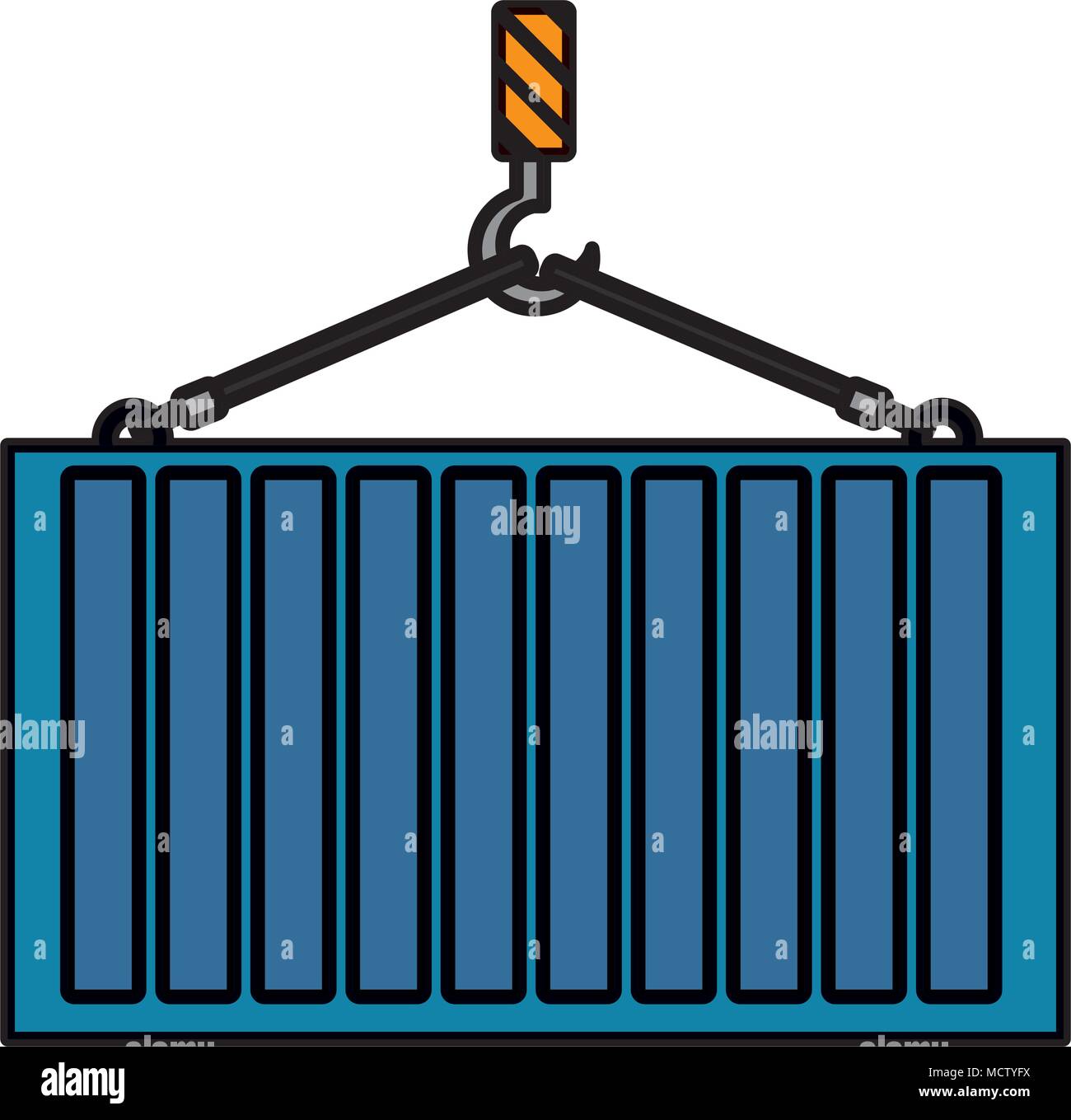 color cargo metal container hanging of the hook Stock Vector Image ...