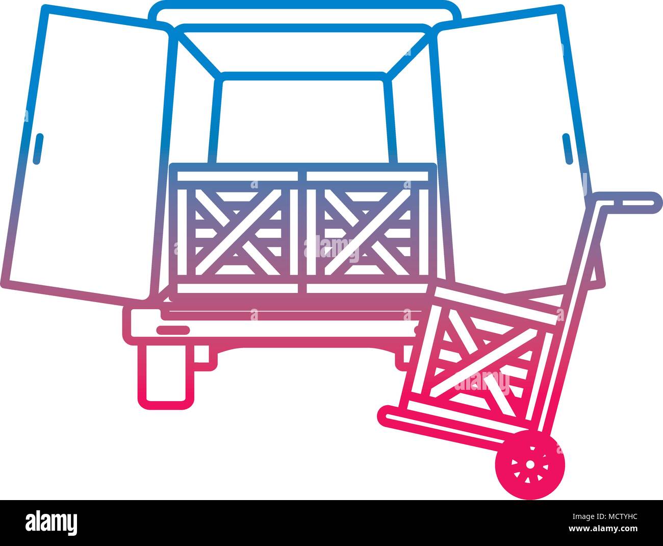 degraded line trunk delivery transport with wood boxes Stock Vector ...
