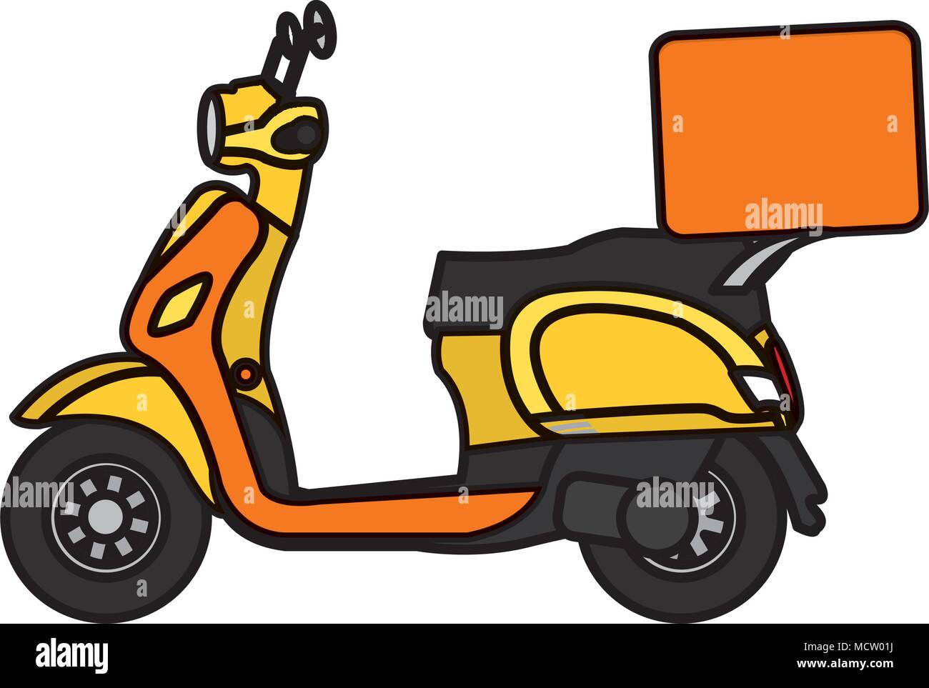 color delivery motorcycle transport with package service Stock Vector ...