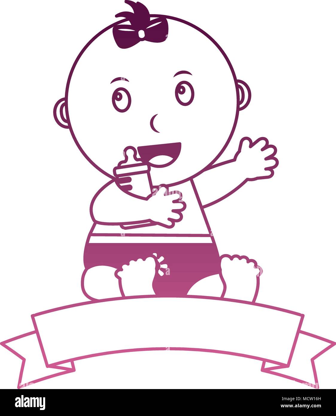 baby girl with ribbon frame Stock Vector Image & Art - Alamy