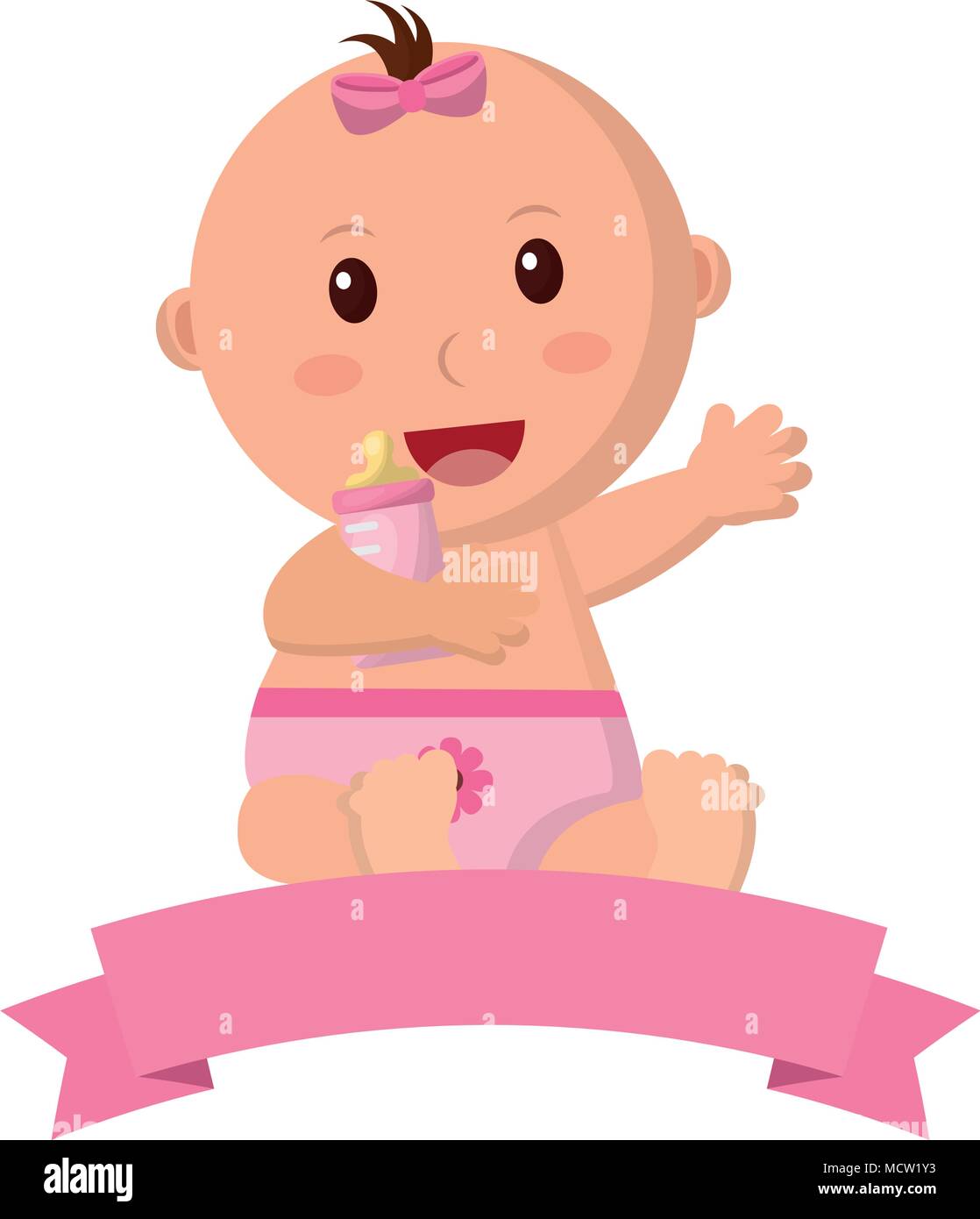 baby girl with ribbon frame Stock Vector Image & Art - Alamy