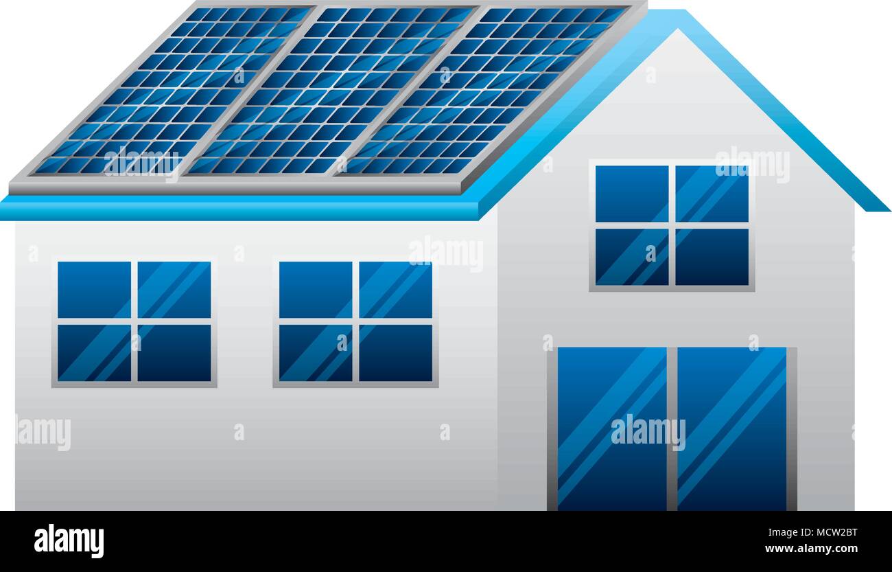 house with panels solar ecology energy Stock Vector Image & Art - Alamy