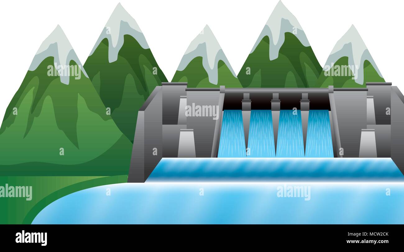 hydroelectric dam with landscape Stock Vector Image & Art - Alamy