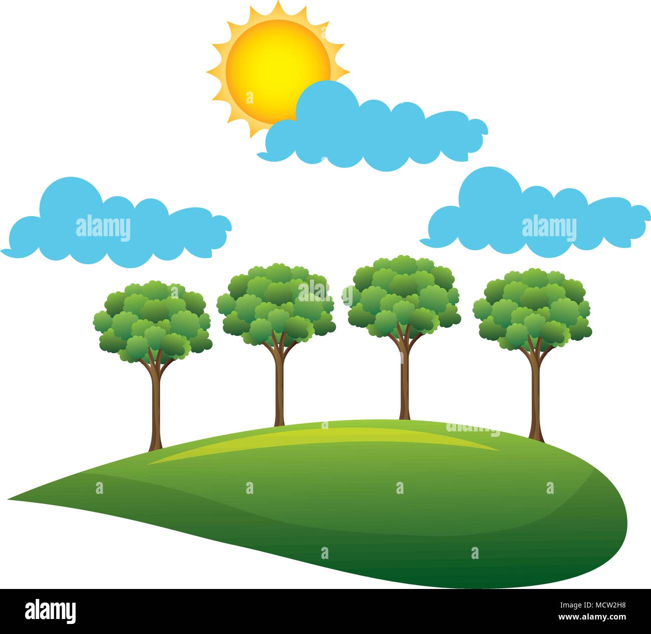 landscape with trees and sun Stock Vector Image & Art - Alamy