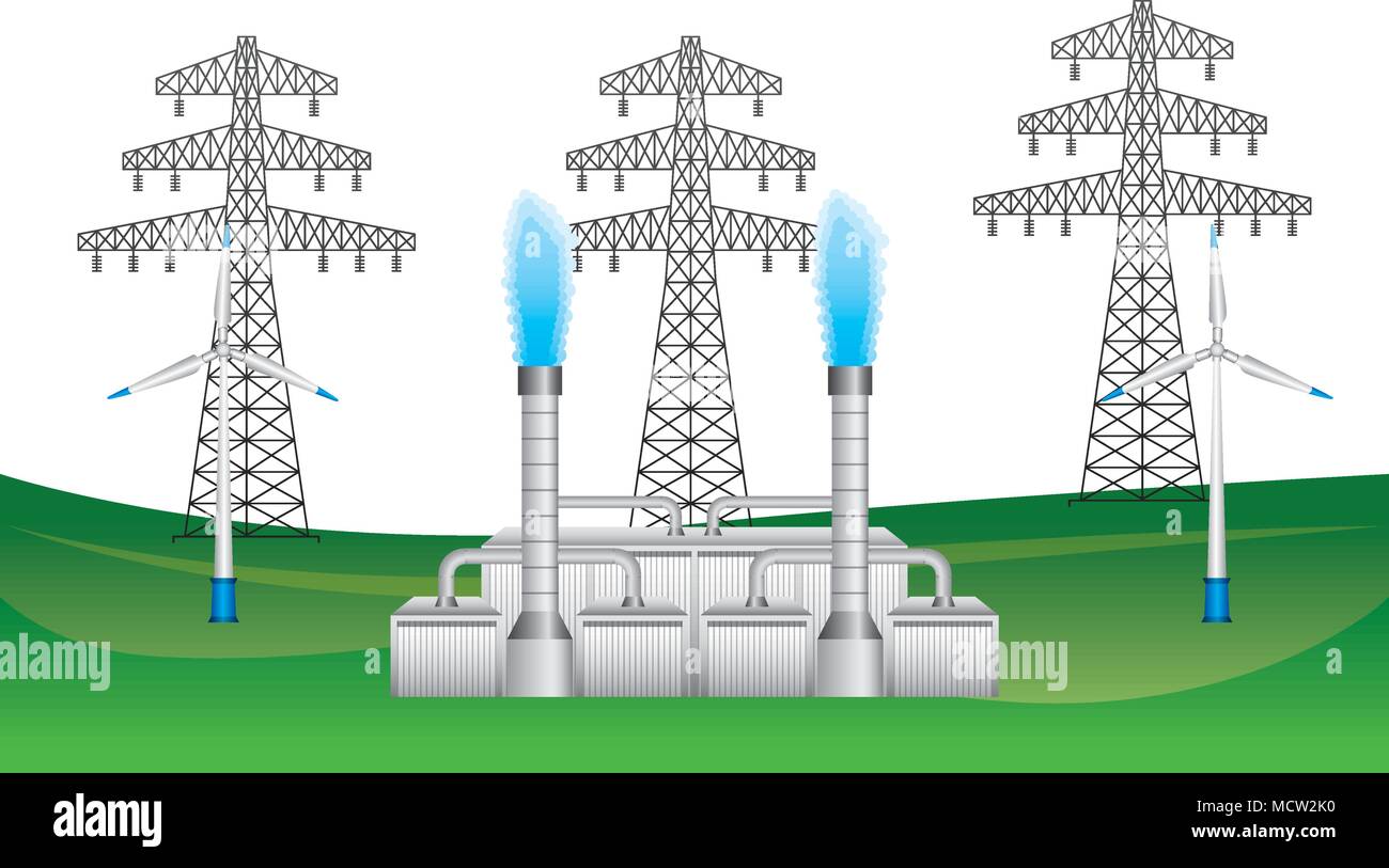 Electricity transmission towers Stock Vector Images - Alamy