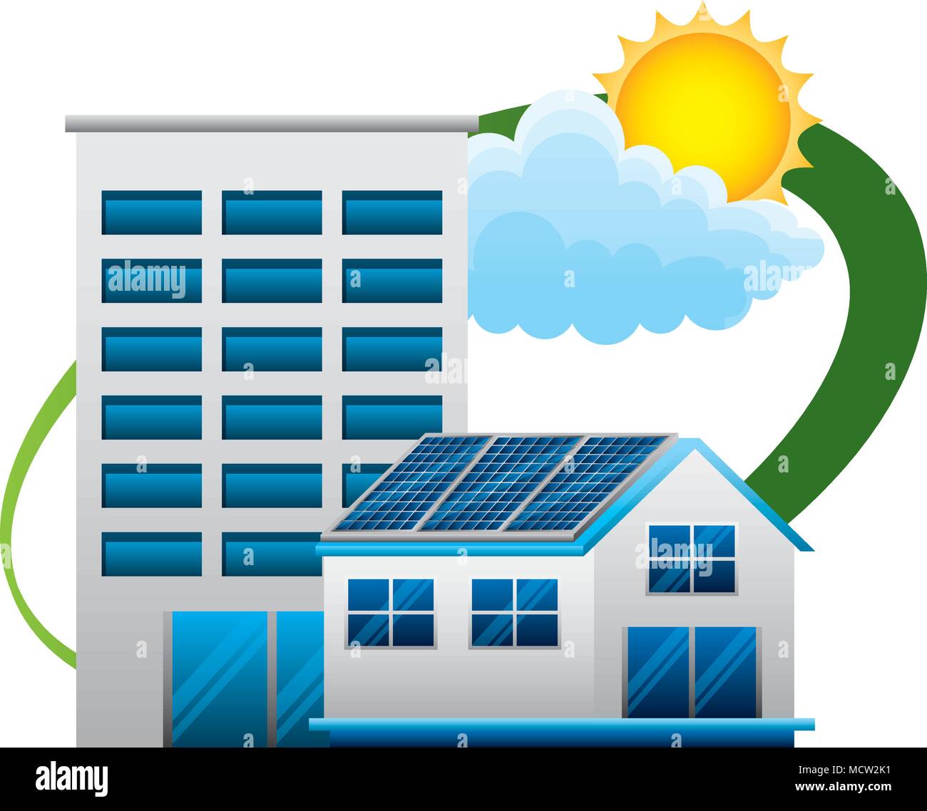 buildings with panels solar ecology energy Stock Vector Image & Art - Alamy