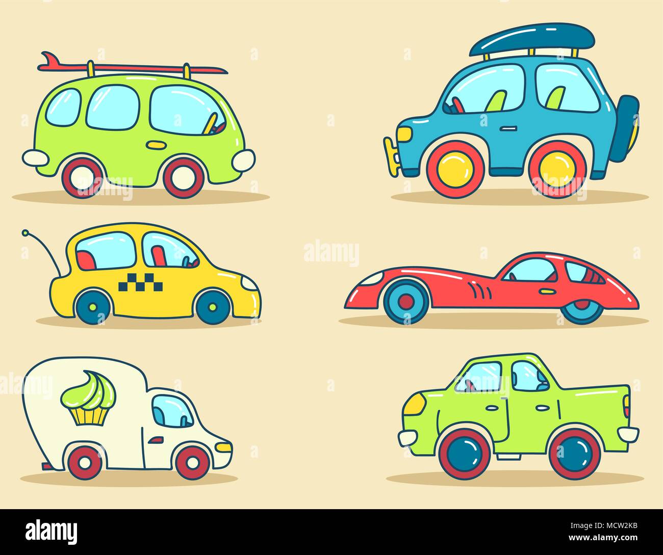 Vector set of cars images stylized for children Stock Vector Image ...
